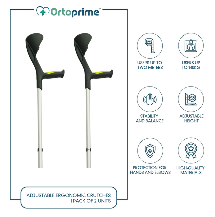 Canne Anglaise Réglable Anatomique Vert Pistache | Pack de 2 — Ortoprime.fr