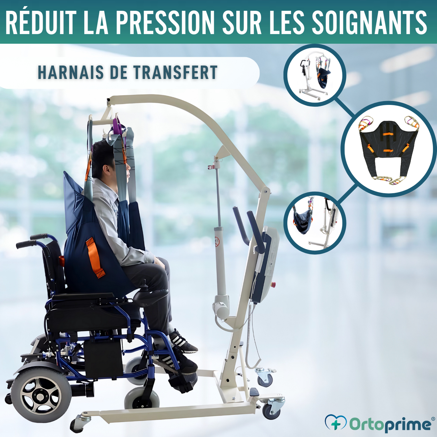Harnais Orthopédique avec Support pour Grue de Transfert — Ortoprime.fr